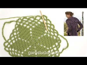 How to crochet the circle on the jacket in DROPS 141-1