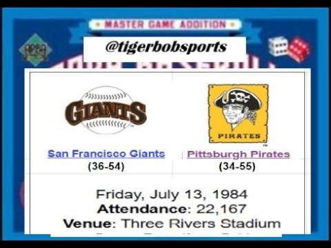 1984 Baseball Replay Community Project. July 13th Giants vs Pirates game 2 of 4. Apba baseball game.