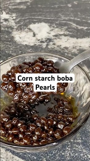 Easy BOBA in 1 minute! No Tapioca, Just Cornstarch #shorts #bobatea #bobapearl