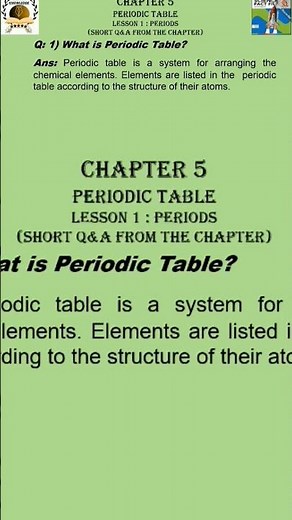 Science Grade 8 Oxford Chap 5 Periodic Table Lesson 1 Periods Short Q Ans