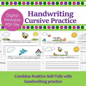Cursive Handwriting Practice Worksheets: Positive Affirmations (digital PDF) - Etsy Canada