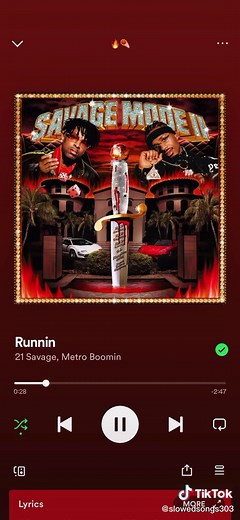 21 Savage Runnin Lyrics Sped Up