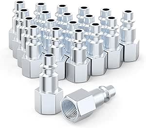 30PCS Industrial Air Plug 1/4" NPT Female Plug, Pneumatic Plugs 300PSI, Industrial Type Quick Connect Plugs, Air Compressor Hose Fitting