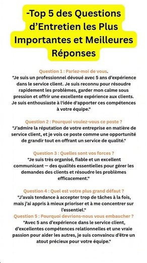 Top 5 des Questions d’Entretien les Plus Importantes et Meilleures Réponses