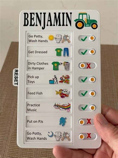 Kids Chore Chart: 8 Slot Daily Checklist With 135 Task Inserts - Magnetic - Etsy