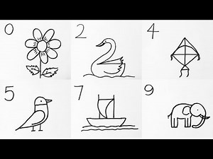 How to draw pictures using numbers | Simple drawing ideas for beginners | Number drawing easy