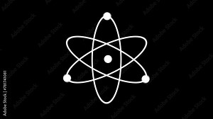 Rotating Quantum Atoms Animation on Black Background. Abstract Science Physics Concept. Alpha Channel Included