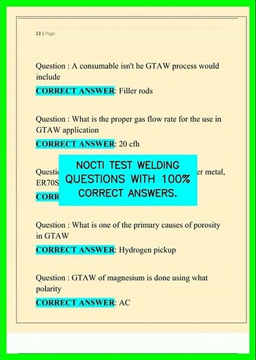 #learnexams NOCTI TEST WELDING QUESTIONS WITH 100% CORRECT ANSWERS video