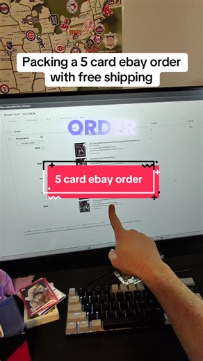 Come with me to pack a 5 card ebay order with free shipping using ebay standard envelope #sportscards #ebayseller