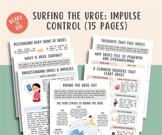 Surfing the Urge Impulse Control Skills, Urge Management PDF, CBT Coping Tool, Emotional Regulation, Therapy Printable, Self Control Guide - Etsy