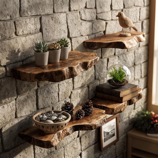 Handmade Live Edge Oak Floating Shelf - Rustic Wooden Wall Decor - Live Edge Floating Shelf - Modern Wall Mounted Storage Floating Shelves - Etsy