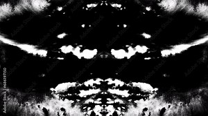 black ink splatter horror paper rorschach face revealing liquid streams transition crossfade movie intro title grunge Stock Video