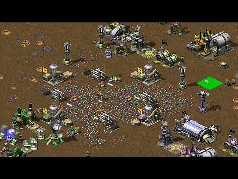 Red Alert 2: Free-for-All Multiplayer Gameplay on Lucky Tech Map