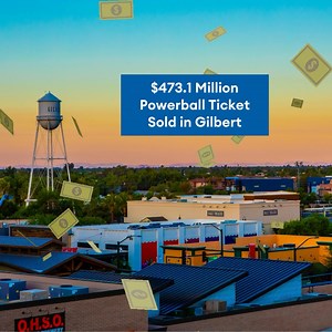 The $473.1 million Powerball ticket was sold here in Gilbert! If you're the winner and you're reading this, we have a few suggestions for how to spend your money. 😉 1️⃣ Use it for #GilbertKindness. Donate to a cause. 2️⃣ Rename Joe's Real BBQ after yourself. 3️⃣ Bring __________ here to perform at Gilbert Regional Park. 4️⃣ Fill the Morrison Ranch silos with dollar bills. How would you spend the winnings? | Gilbert Town Hall
