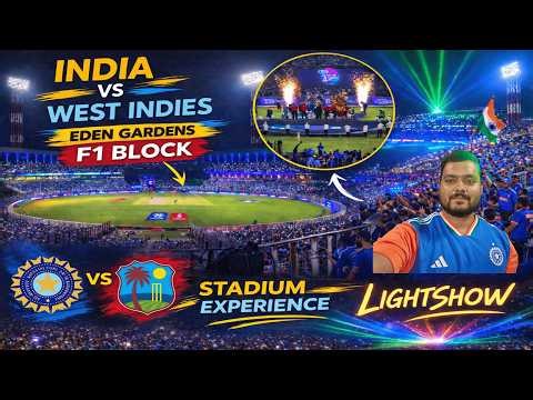 Eden Gardens F1 Block View & Light Show | India vs West Indies Match Experience