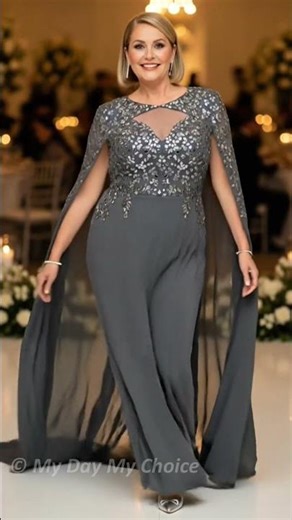 Elegant Plus Size Mother of the Bride Gowns: Cape Style Dresses for Weddings