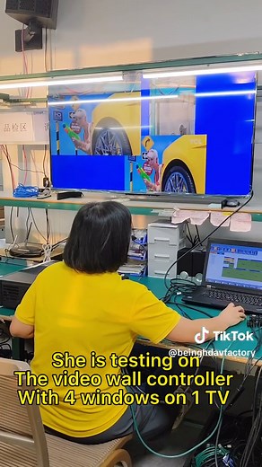 Video wall controller with 4 images on one TV #VideoWallController #VideoProcessor