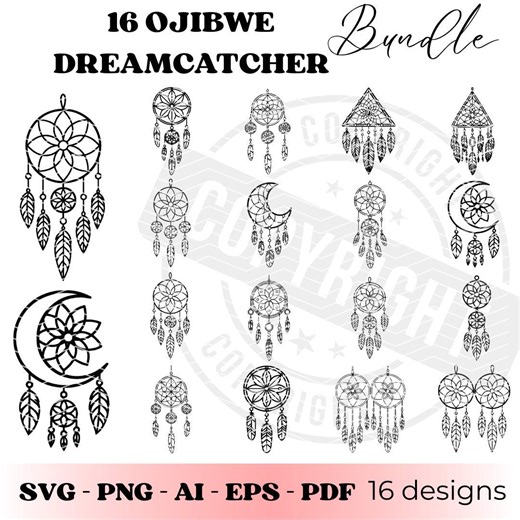 Paquete SVG de atrapasueños ojibwe • Mandala tribal SVG • Clipart de plumas con cuentas nativas - Etsy España
