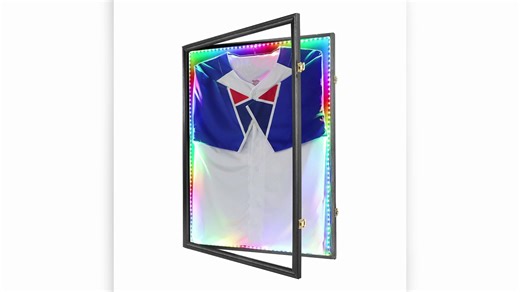 2026 Hot Selling Black Wood Shadow Box Football Basketball Jersey Frame Display Case Wood Sports Jersey Display Frame with LED