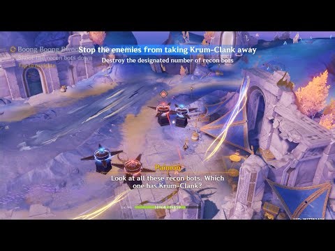 Shoot the recon bots down Recon bots destroyed: 0/7 Genshin Impact