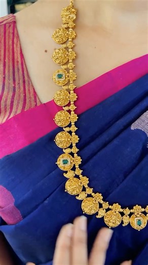 Noya Fashion Jewellery on Instagram: "Beautiful traditional long set with elegant gold finish detailing and subtle green stone highlights. Item code:20444 Price:2899/- ‼️Free Shipping ‼️ Type: Long set Finish: Antique Stone: Cubic Zirconium #bridalsets#indianjewellery#trendingjewellery#noyajewellery#meenakari"