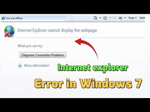 Internet explorer cannot display the webpage - Diagnose connection problems Error in Windows 7 Fix