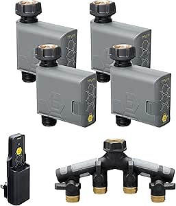 Orbit 21207 B-hyve Gen 2 Smart Hose Watering Timer, 4-Pack with Wi-Fi Hub and Hose Y Splitter