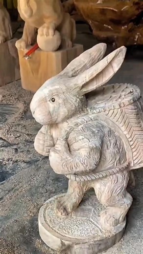 20K views · 204 reactions | Chainsaw Magic: Crafting a Wooden Bunny ✨ #DIYWood #WoodSculpture #Handmade #CreativeWood #BunnyDesign | Wooden skills28 | Facebook