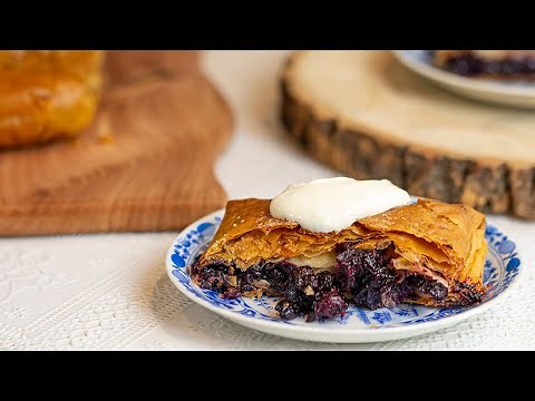 Summertime Phyllo Dessert Idea! Blueberry Strudel with Vanilla Yogurt Sauce