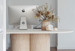 DIY travertine table: Making an earthy desk for the new Style Curator studio