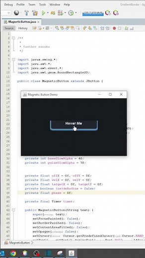 Magnetic Button Effect in Java Swing 🔥 | Teaser for Full Tutorial #shorts