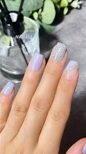 One of the most beginner friendly nails dipping set 💅✨ extremely light lavender paired with glitter