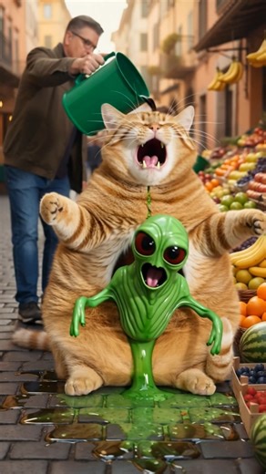 Fat orange cat with stomach pain, turns out there are aliens in it #cat #fatorangecat #orangecat