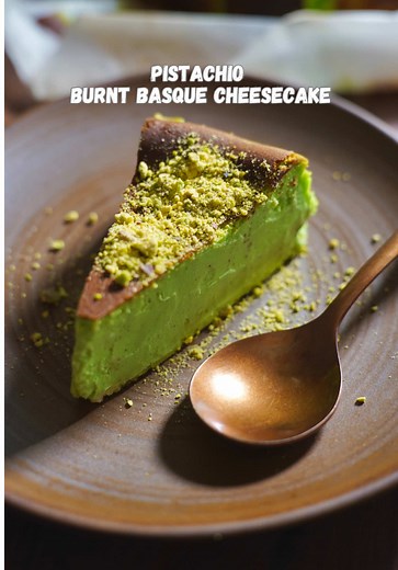 Pistachio Basque Cheesecake Recipe for St. Patrick's Day