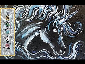 UNICORN Acrylic Painting Tutorial LIVE Harry Potter HORSE Patronus #Angelooney