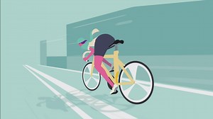 Animation of a cyclist moving fast - Free Stock Video