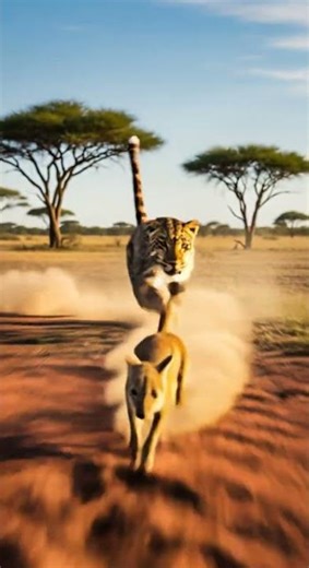 Leopard Accelerates! Can the Cub Escape? Unbelievable Speed! 🤯 #AnimalChase