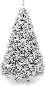 Best Choice Products Artificial Flocked Christmas Tree, 7.5ft Premium Unlit Pine Holiday Décor w/Full Branches, Metal Stand - Green