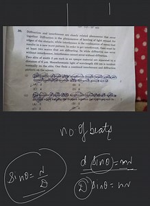 Diffraction and interference are closely related phenomena that... | Filo