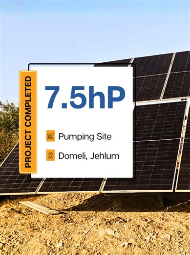 7.5hP Solar Pumping System Successfully Completed in Domeli, Jhelum Energy Alternatives has completed another efficient 7.5hP Solar Pumping Site, delivering reliable, uninterrupted water supply powered entirely by solar energy. This system ensures better performance, zero load-shedding dependency, and long-term cost savings for agricultural and daily water needs. Built with quality, designed for durability — powering progress through clean energy. ⚡ Looking to switch your pumping system to solar
