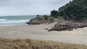Mount Main beach this afternoon before the rain burst thunder and lightning came through | Mount Maunganui, New Zealand