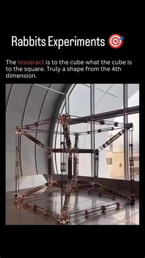 Rabbits Experiments 🎯 on Instagram: "The tesseract, or 4D hypercube, is the four-dimensional version of the cube, just as the cube is the three-dimensional version of the square. A square lives in 2D, a cube in 3D, and the tesseract in 4D space, making it a true shape from the fourth dimension. A square has 4 edges, a cube has 12 edges, and the tesseract expands this pattern with 32 edges and 16 vertices. Each step into a higher dimension adds more complexity and reveals the hidden beauty of hi