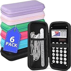 PerKoop 6 Pcs Hard Graphing Calculator Case Compatible with Ti 84 Plus Ce, 84 Plus, 83 Plus Ce Calculators Storage Holder Bag Scientific Calculators Box for USB Cables Pens Pencil Ruler Calculator