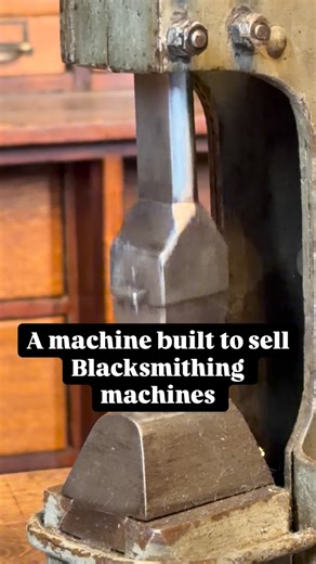 Before brochures, sales reps carried working miniature machines. This antique salesman sample was used to demonstrate full-size blacksmith power hammers to shop owners over 100 years ago. Imagine a traveling rep setting this up in a forge to prove the real one was worth thousands. Industrial marketing, 1900s style. #blacksmith #salesmansample #blacksmithing #vintagetools | Industrial Artifacts