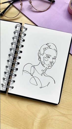 Sketchbook tour of one continuous line drawings, portraits, people and couples #art #minimal