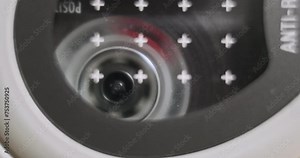 Tape recorder fast forward audio cassette. Play audio cassette player deck, close up, macro. Vintage audio tape.