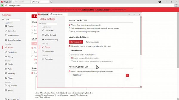 Set password on AnyDesk for Unattended Access 2026