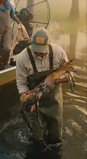 Louisiana Swamp Team Frees Young Deer From Muddy Water Trap