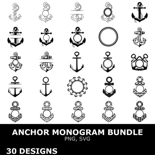 Anchor Monogram SVG Bundle, Anchor Monogram Clipart, Cutting Files for Cricut - Etsy