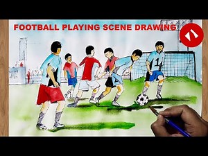 How To Draw Scenery of Playing Football easy step by step | Football Drawing players |FIFA world cup